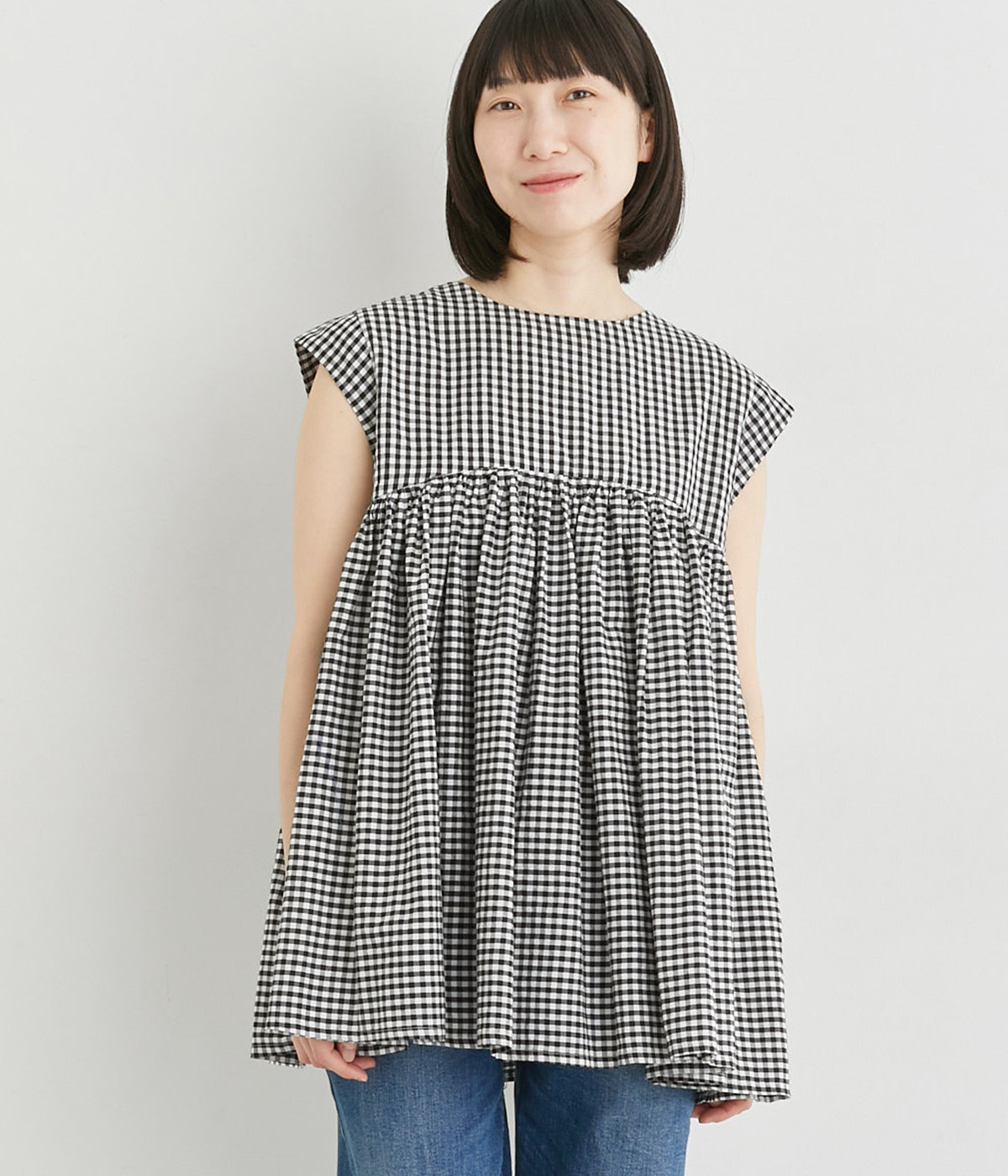 コットンリネン2wayギンガムプルオーバー（ichi）の商品詳細