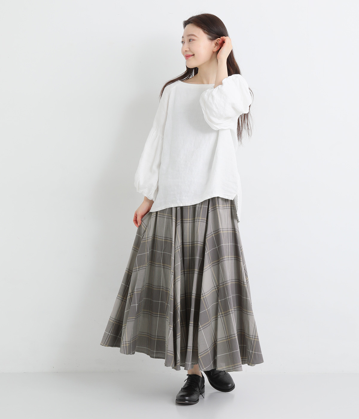 サンドチェック6枚接ぎチェックスカート（refined works）の商品詳細